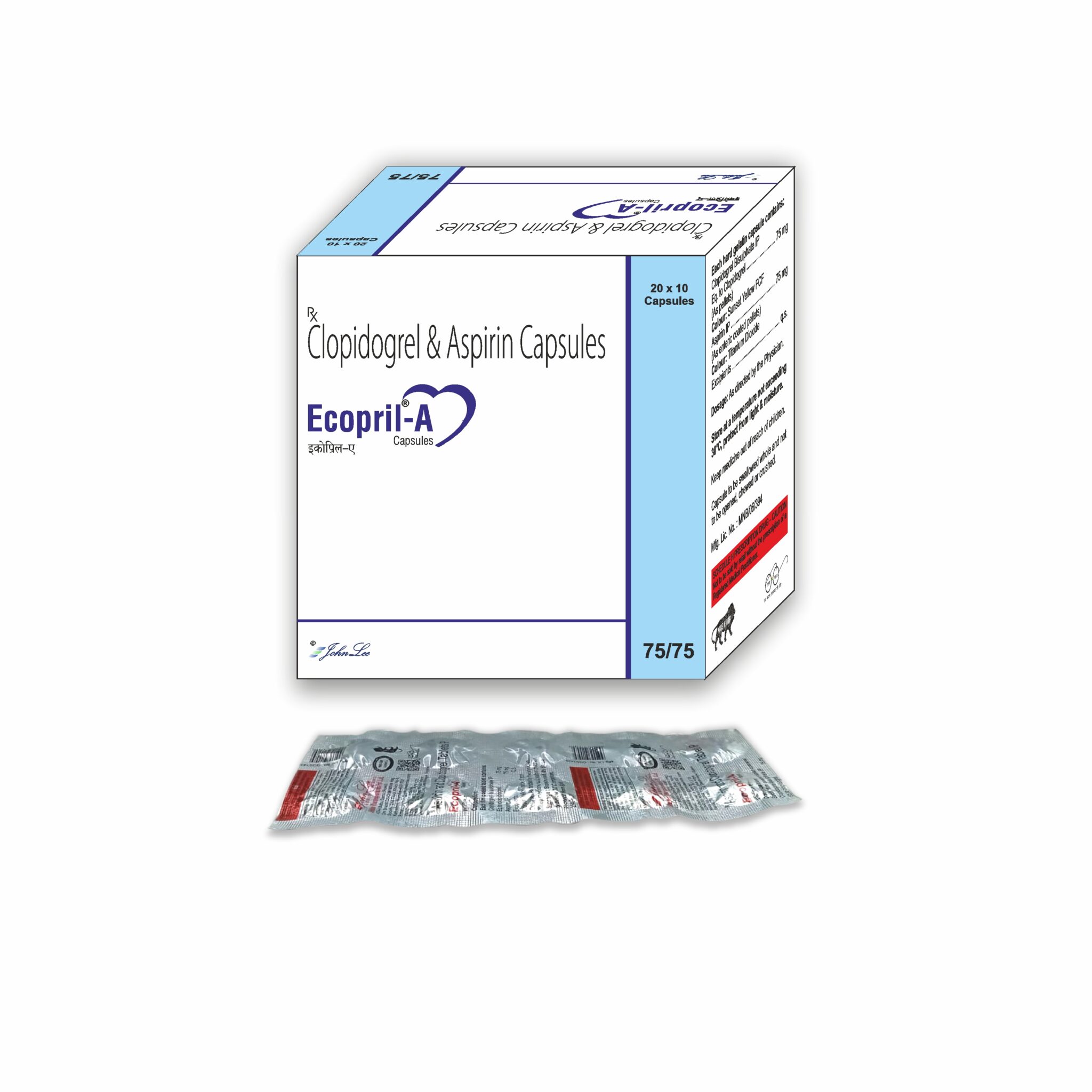 Atorvastatin Calcium, Clopidogrel, Aspirin: Ecopril-A Gold 40/75