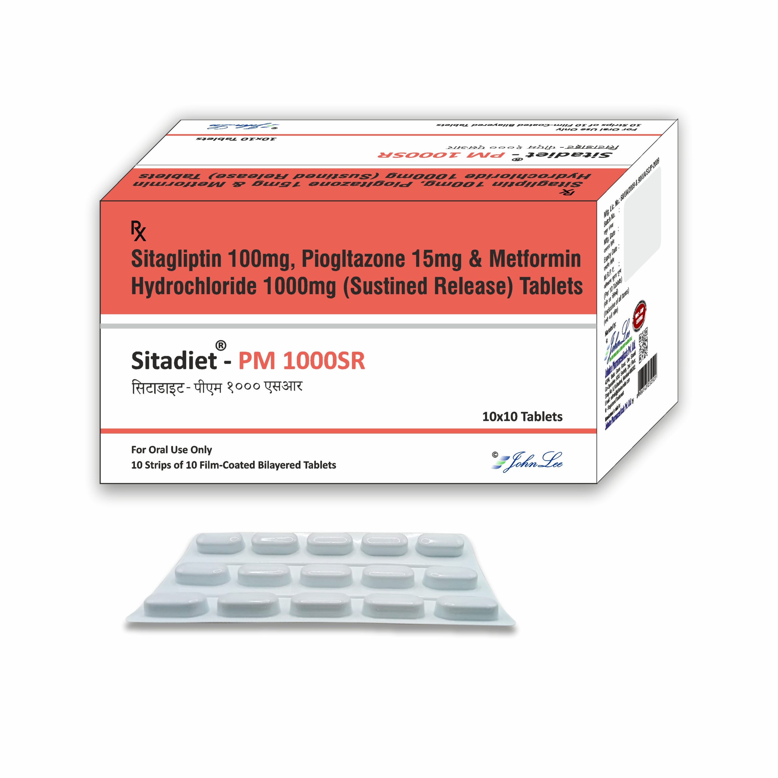 Sitagliptin Phosphate Monohydrate+Metformin; Sitadiet-PM 1000 sr